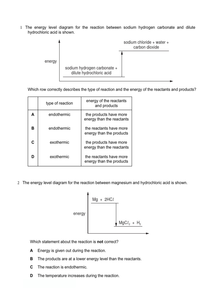 IGCSE Energetics Exercise | PDF | Chemical Reactions | Oxide