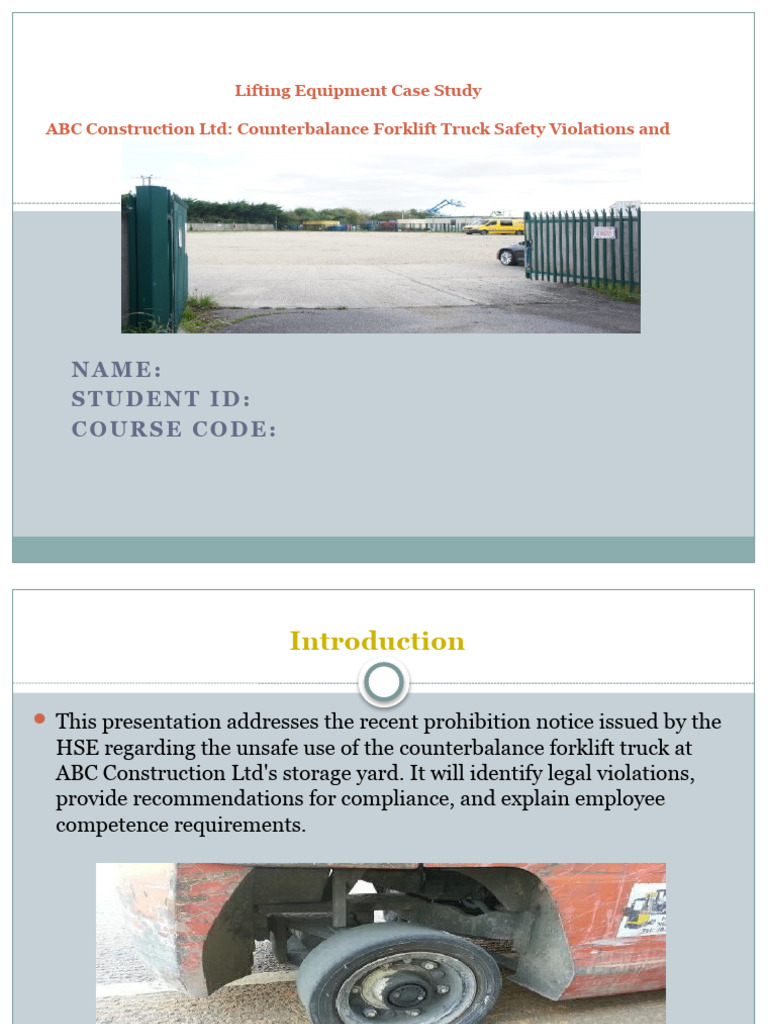 Lifting Equipment Case Study | PDF | Forklift | Safety
