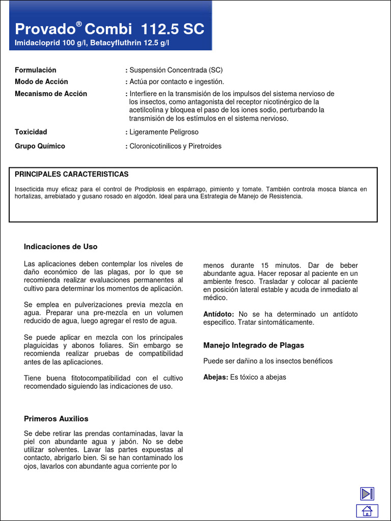 Provado Combi 1125 Bayer Ficha Tecnica Peru | PDF | Agua