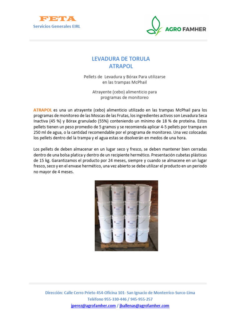 F.T. Atrapol Levadura de Torula y Borax | PDF