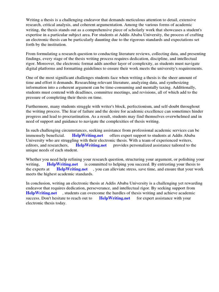 Electronic Thesis Addis Ababa University | Download Free PDF | Thesis | Microfinance