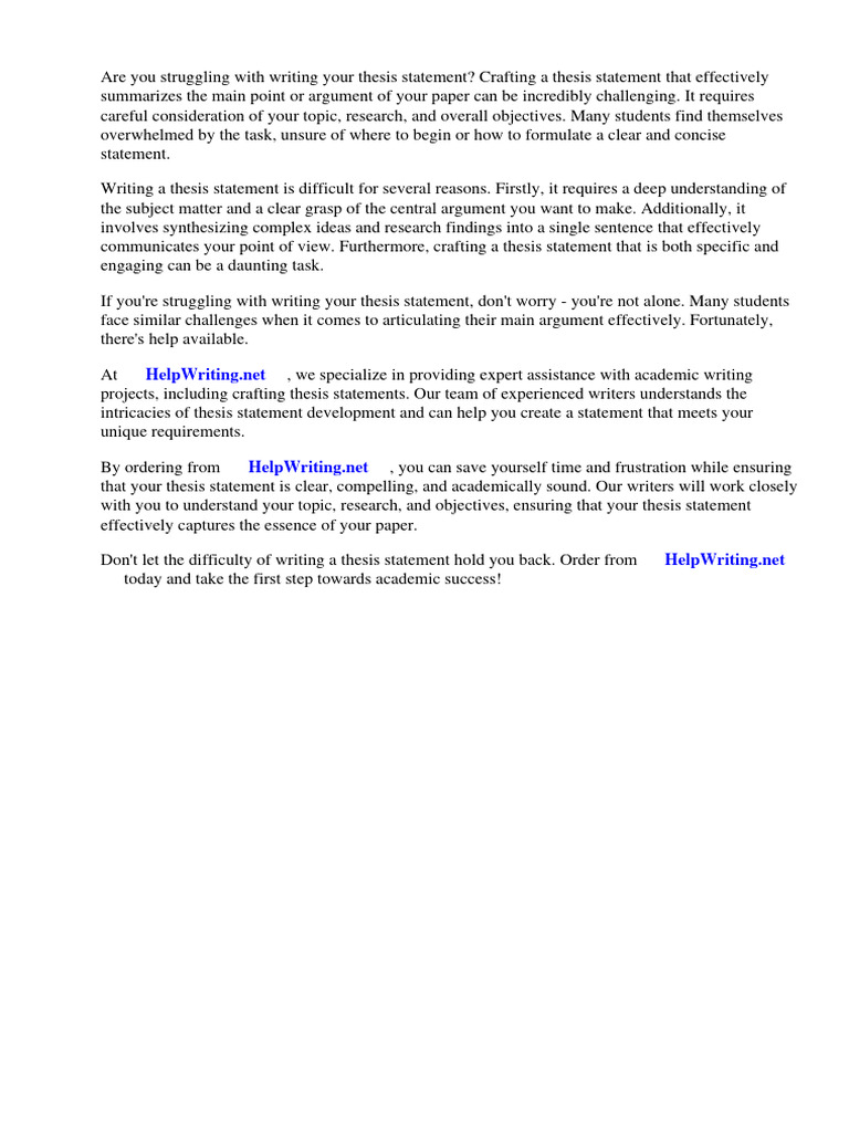 Best Thesis Statement Ever | PDF