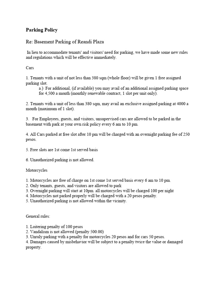 Parking Policy | PDF