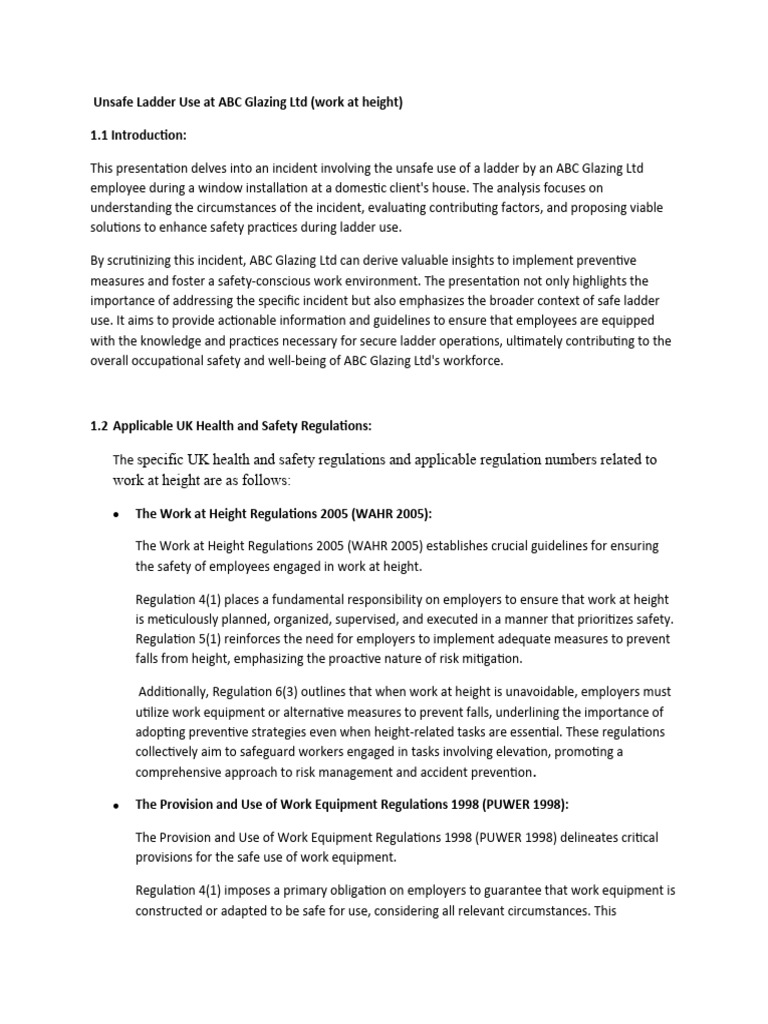 work at height report | PDF | Occupational Safety And Health | Risk