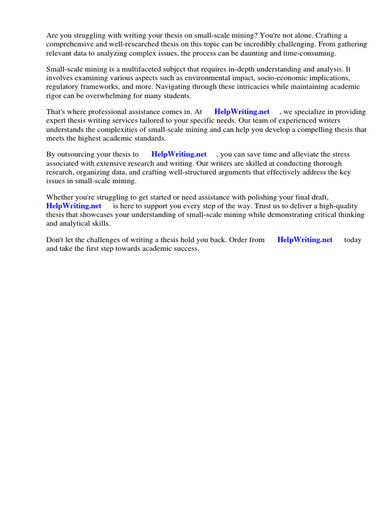 Thesis Writing Help for Small-Scale Mining | PDF | Science & Mathematics
