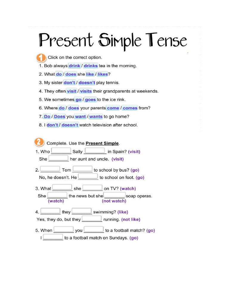 Present Simple Workshops | PDF