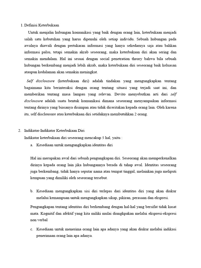 Pentingnya Keterbukaan Diri | PDF