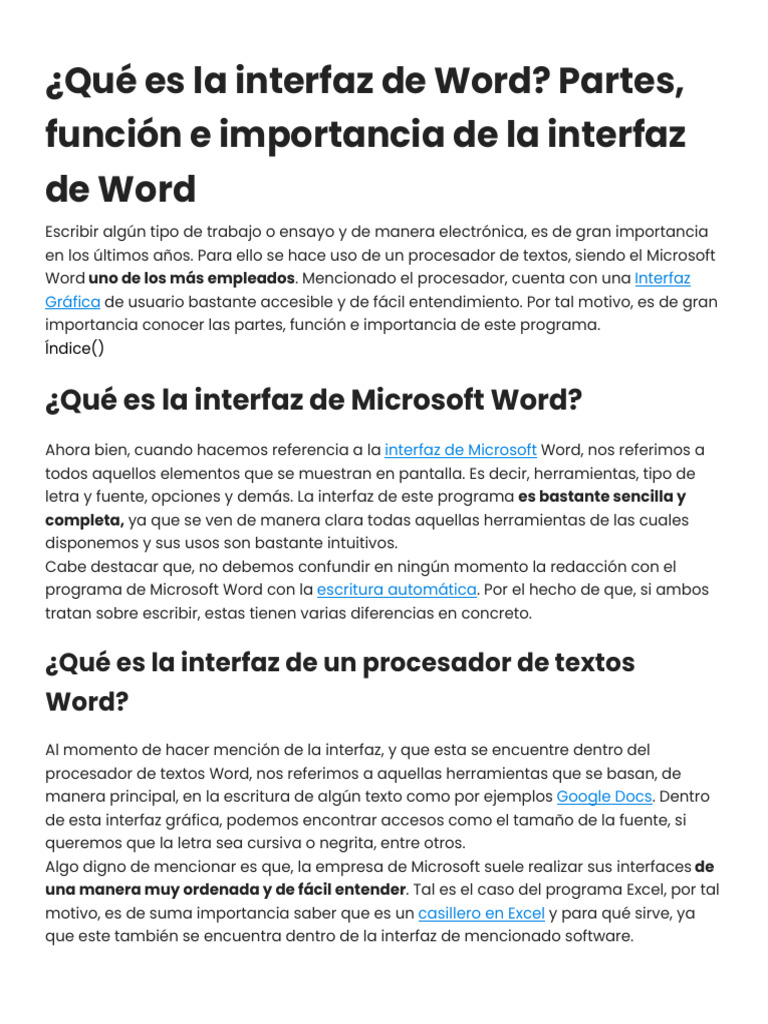 Qué Es La Interfaz de Word | Descargar gratis PDF | Microsoft Word ...