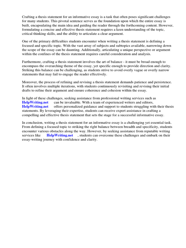 How To Write A Thesis Statement For Informative Essay | PDF | Essays ...
