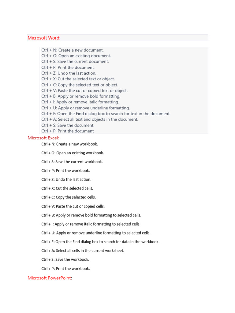 Shortcuts PC Keys | PDF | Window (Computing) | Operating System Families