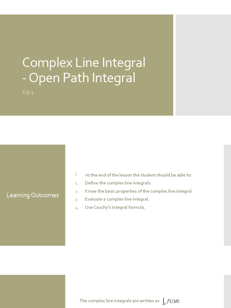 C5L3 Complex Line Integral - Open Path Integral | PDF