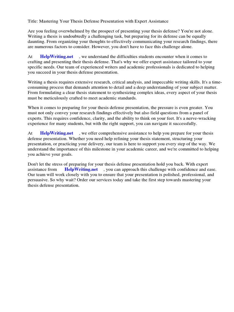 Presentation Thesis Defence | PDF