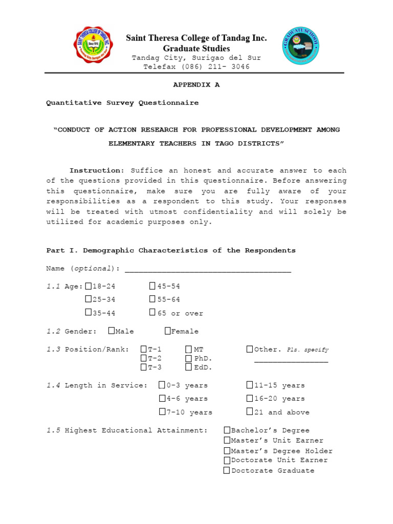 APPENDIX-1-Research-Instrument | PDF | Teachers | Questionnaire
