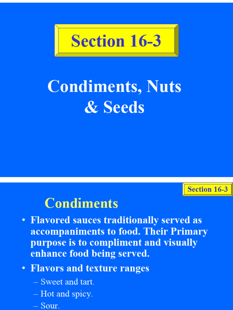 Culinary Condiments & Nuts Guide | PDF