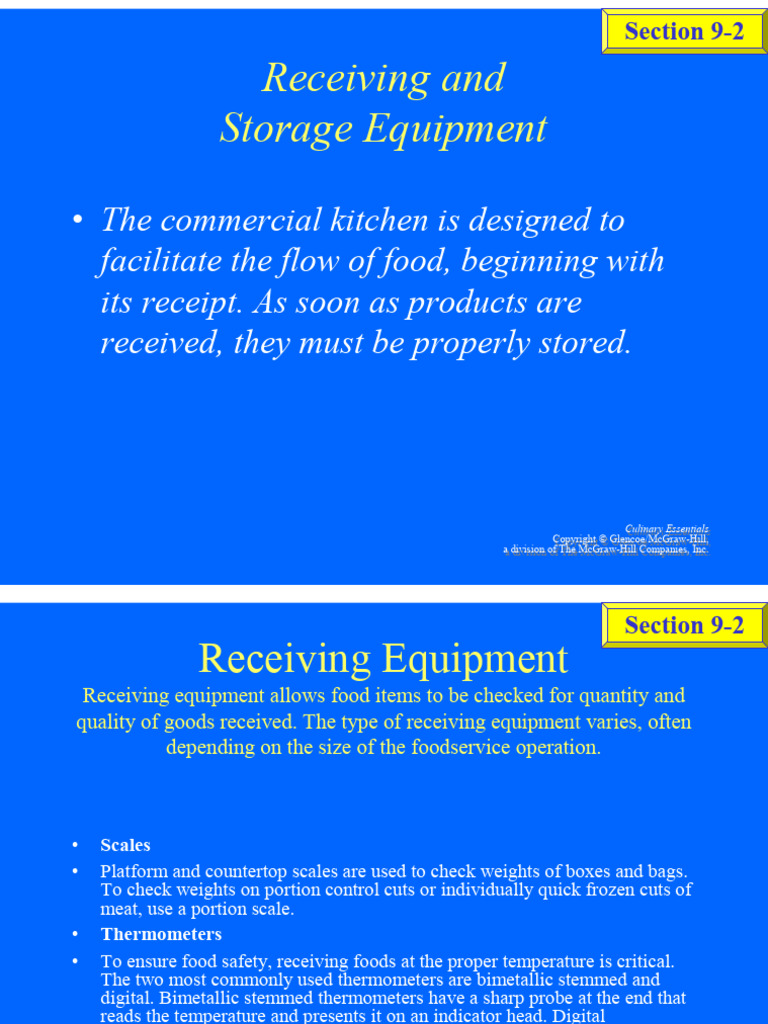 Day 4-Receiving and Storage Equipment | PDF