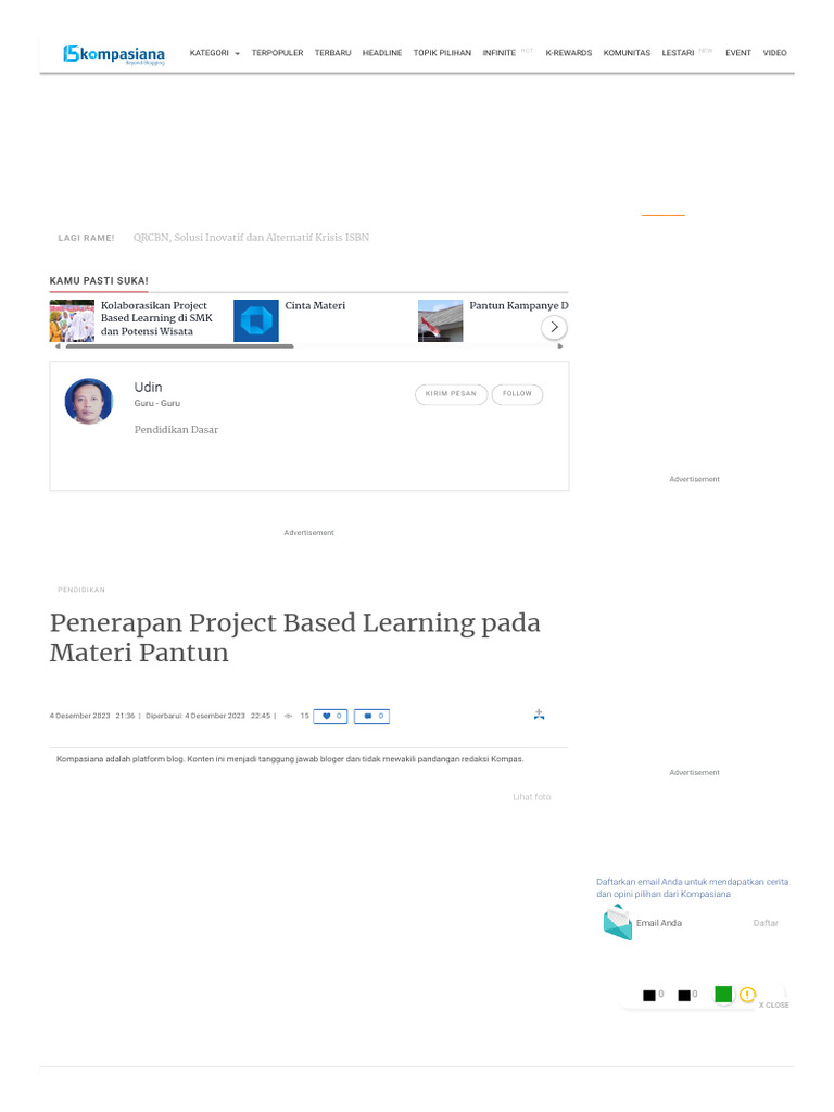 2 - Penerapan Project Based Learning Pada Materi Pantun - Kompasiana | PDF