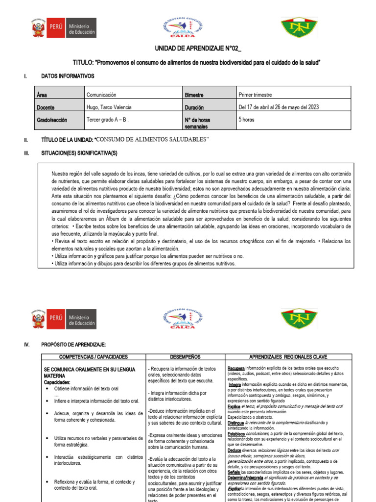 Ii Unidad de Aprendizaje 3° 2023 | Descargar gratis PDF | Aprendizaje | Evaluación