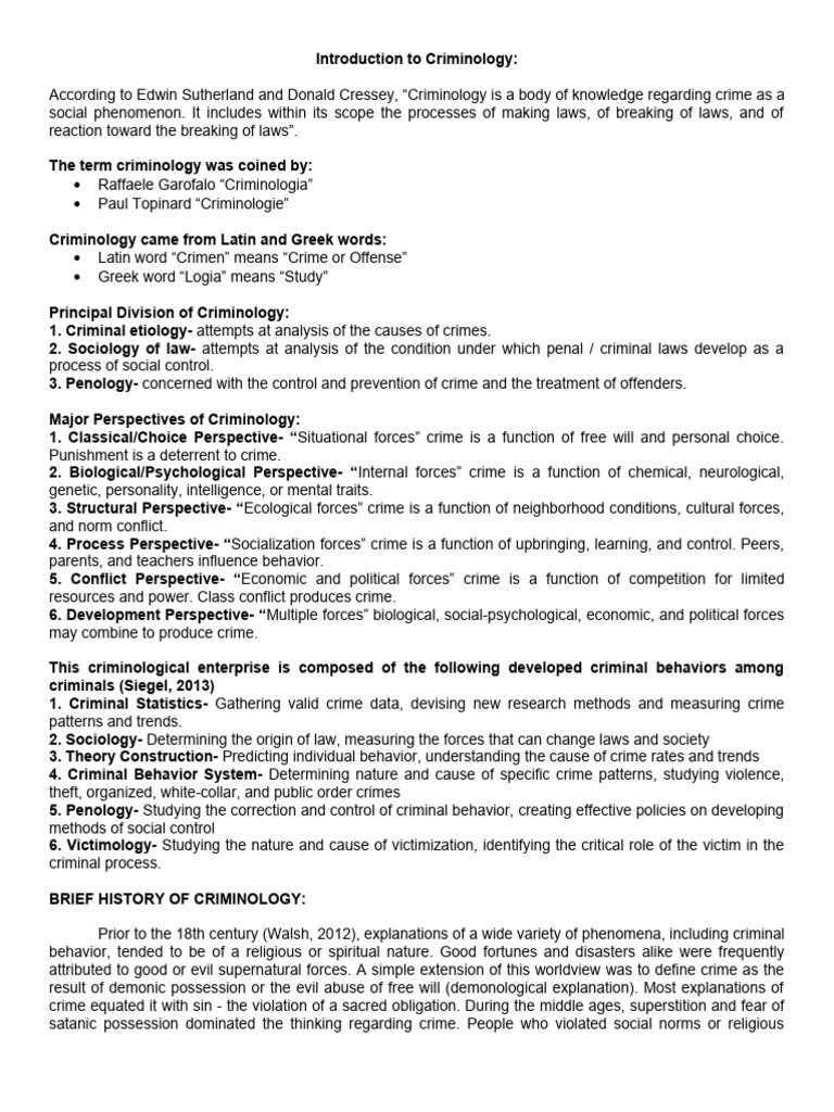 Overview of Criminology Theories | PDF | Criminology | Crimes