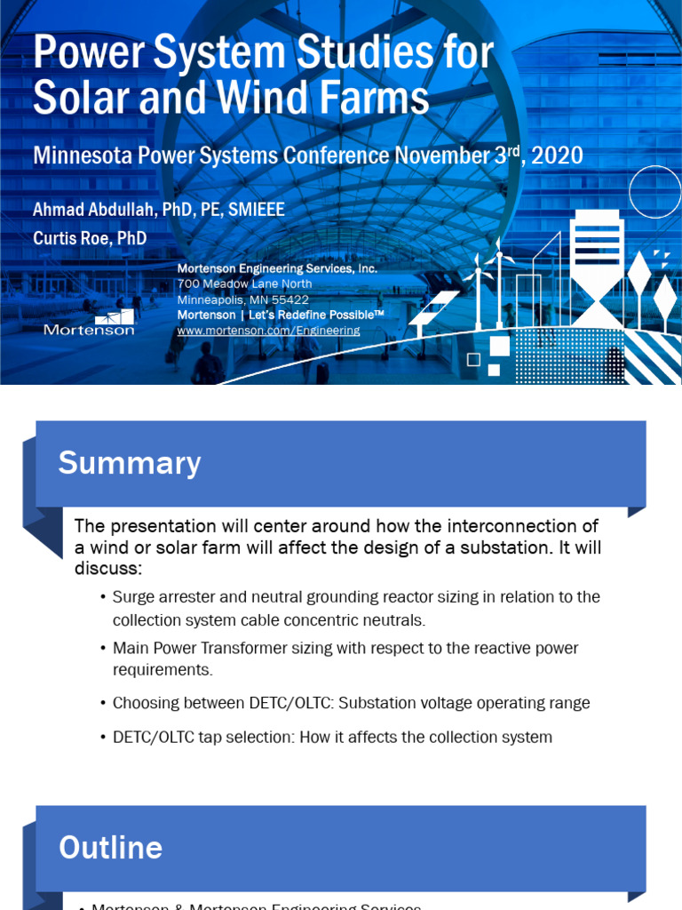 SUBSTATION - Power System Studies For Solar and Wind Farms | PDF | Capacitor | Transformer
