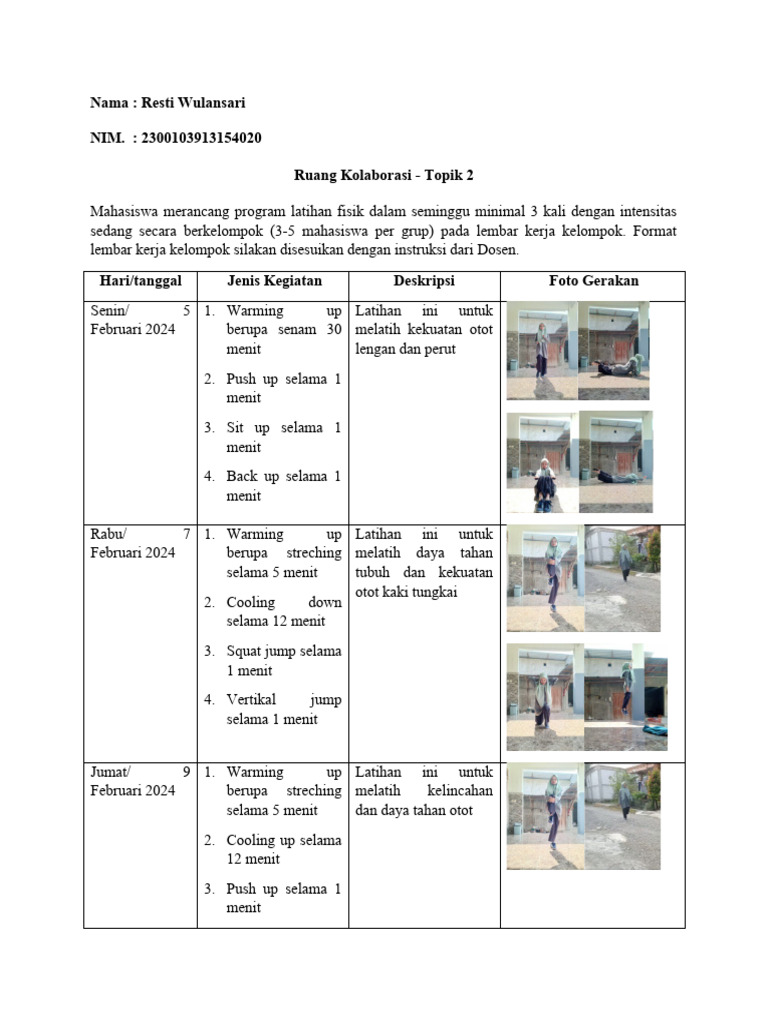 Topik 2 - Ruang Kolaborasi - Kebugaran Jasmani | PDF