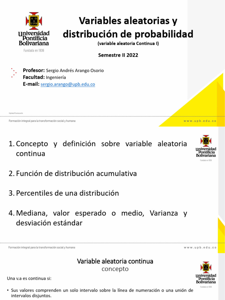 Clase 8 - Variable Aleatoria Continua 1 | PDF | Métodos y materiales de enseñanza