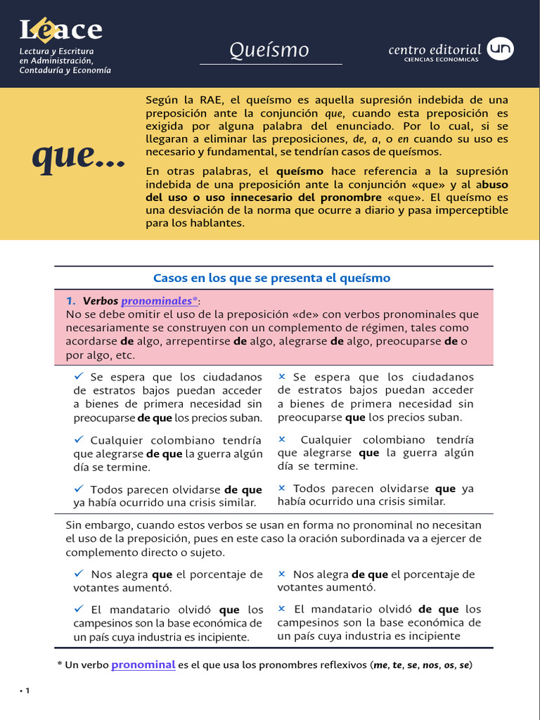 Queismo | PDF | Oración (Lingüística) | Pronombre