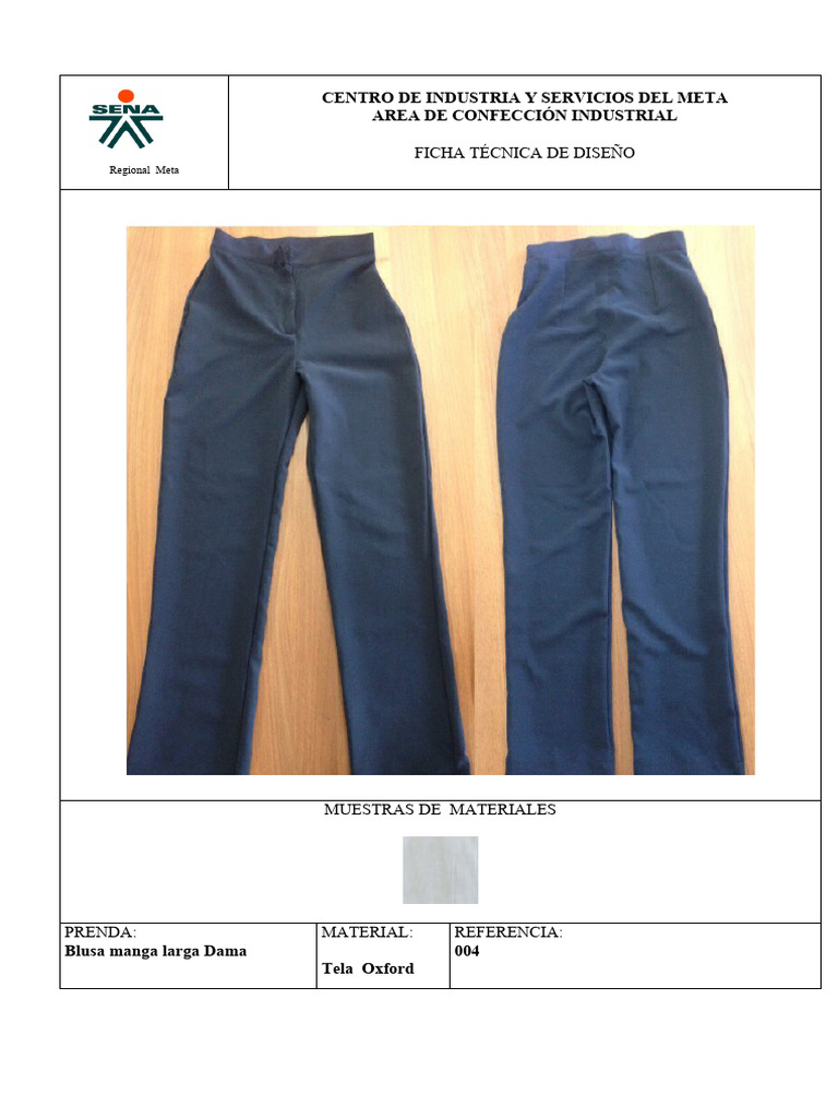 Ficha Tecnica Pantalon Dama | PDF