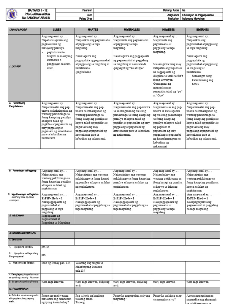 2nd Q Esp 1 Week 1 | PDF