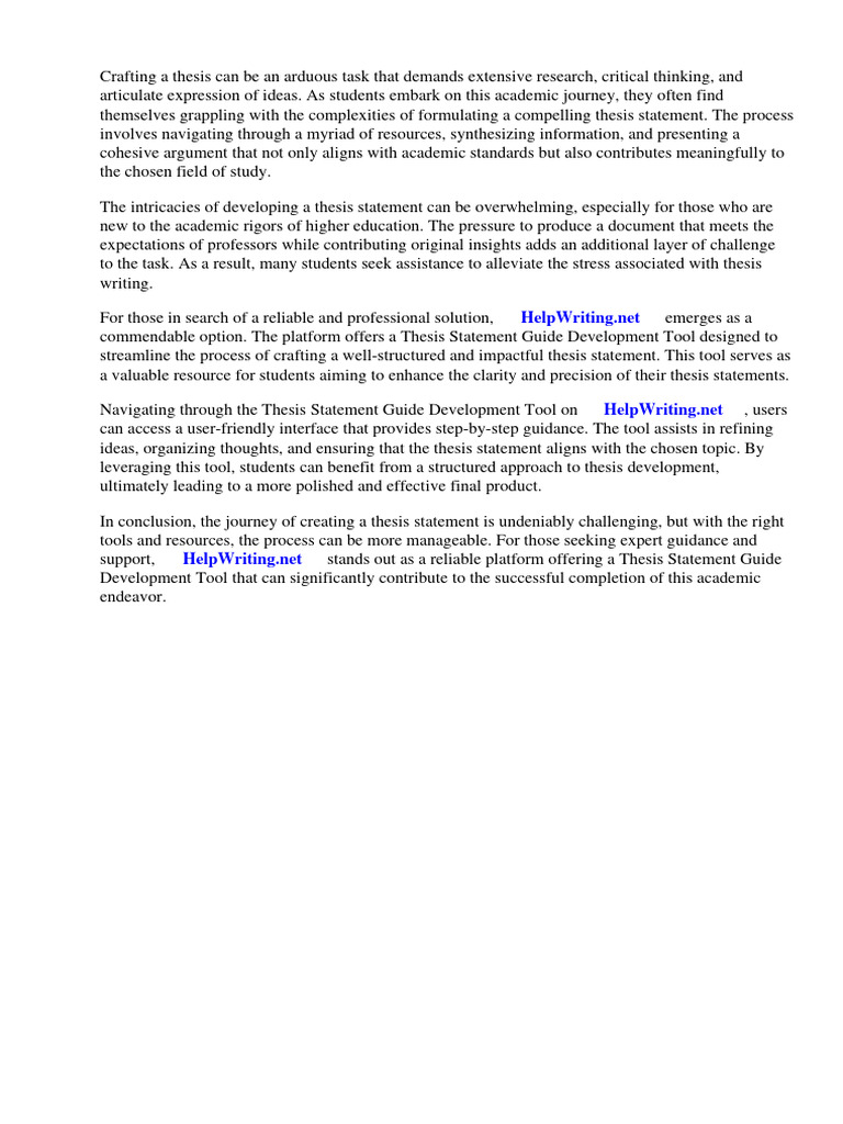 Thesis Statement Guide Development Tool | PDF Thesis Statement Guide Development Tool | PDF