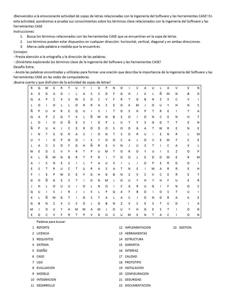sopas de letras ingenieria del software | PDF | Ingeniería | Ingeniería ...