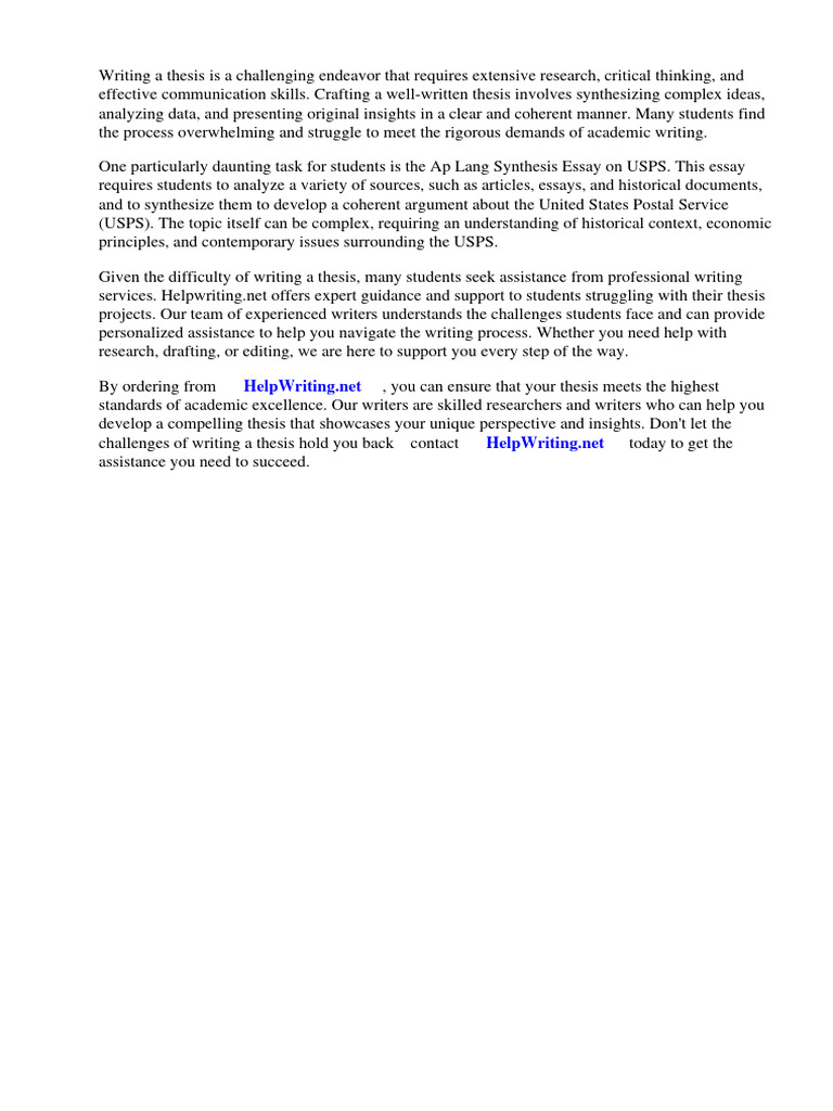 AP Lang Synthesis Essay Usps | PDF