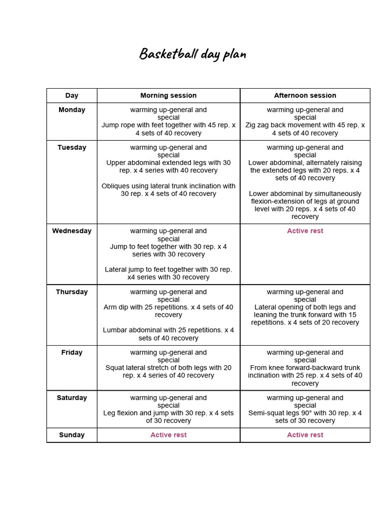 basketball day plan- | PDF
