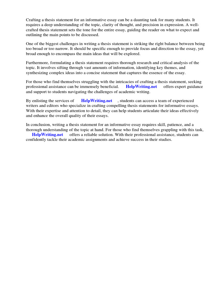 Thesis Statement Examples For Informative Essays | PDF | Essays | Thesis