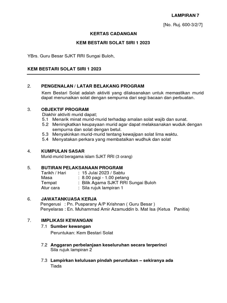 Contoh Kertas Kerja Format SPK 1 Tahun 2021 | PDF