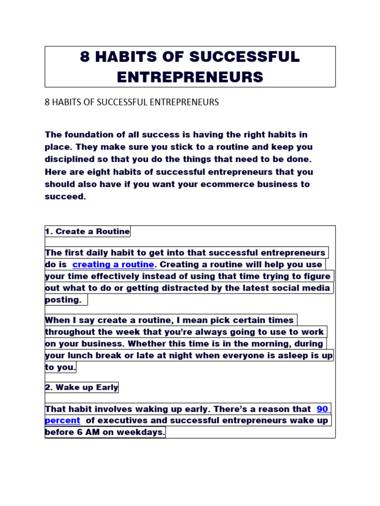 8 Habits of Successful Entrepreneurs | PDF