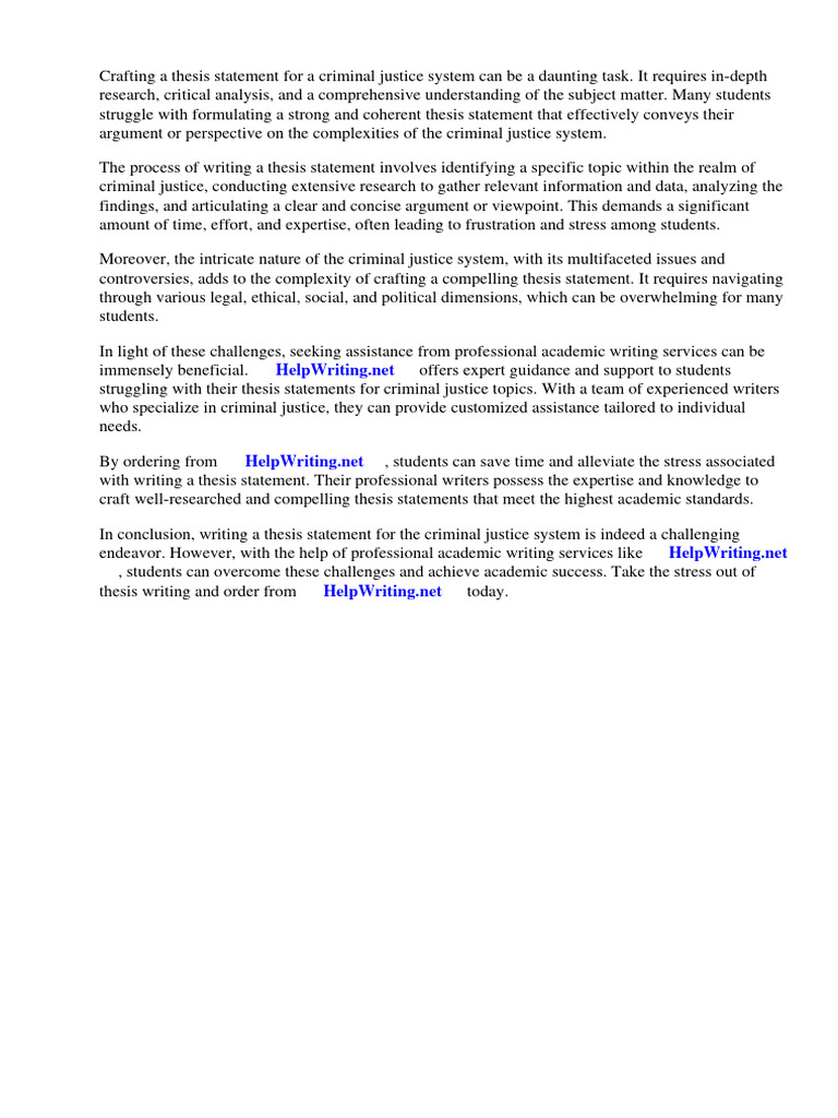 Thesis Statement For Criminal Justice System | PDF | Crimes | Crime ...