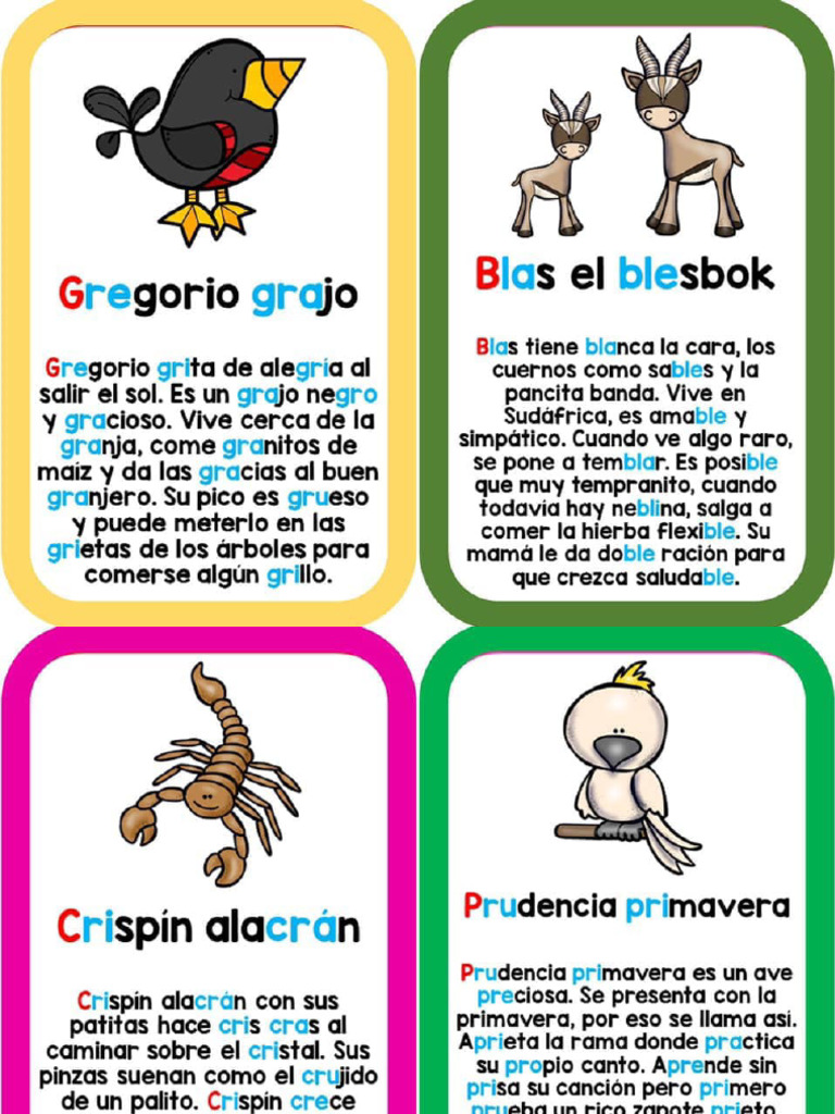 Tarjetas para Trabajar La Lectoescritura - Parte3 | PDF