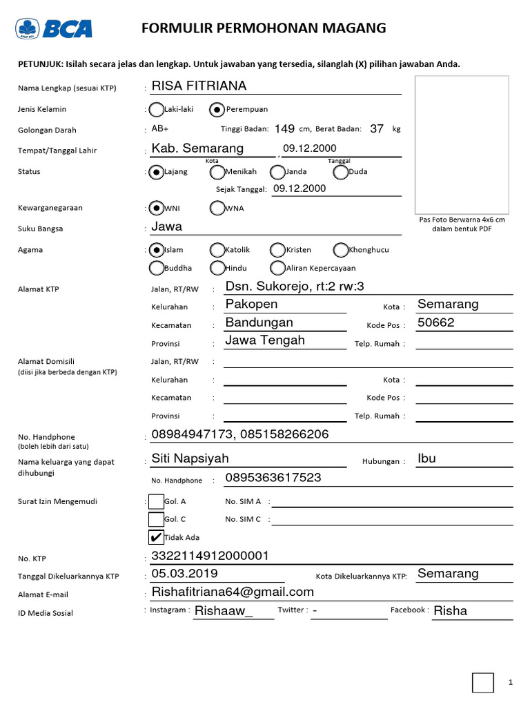 Formulir Permohonan Magang (Fillable Form) (1) | PDF