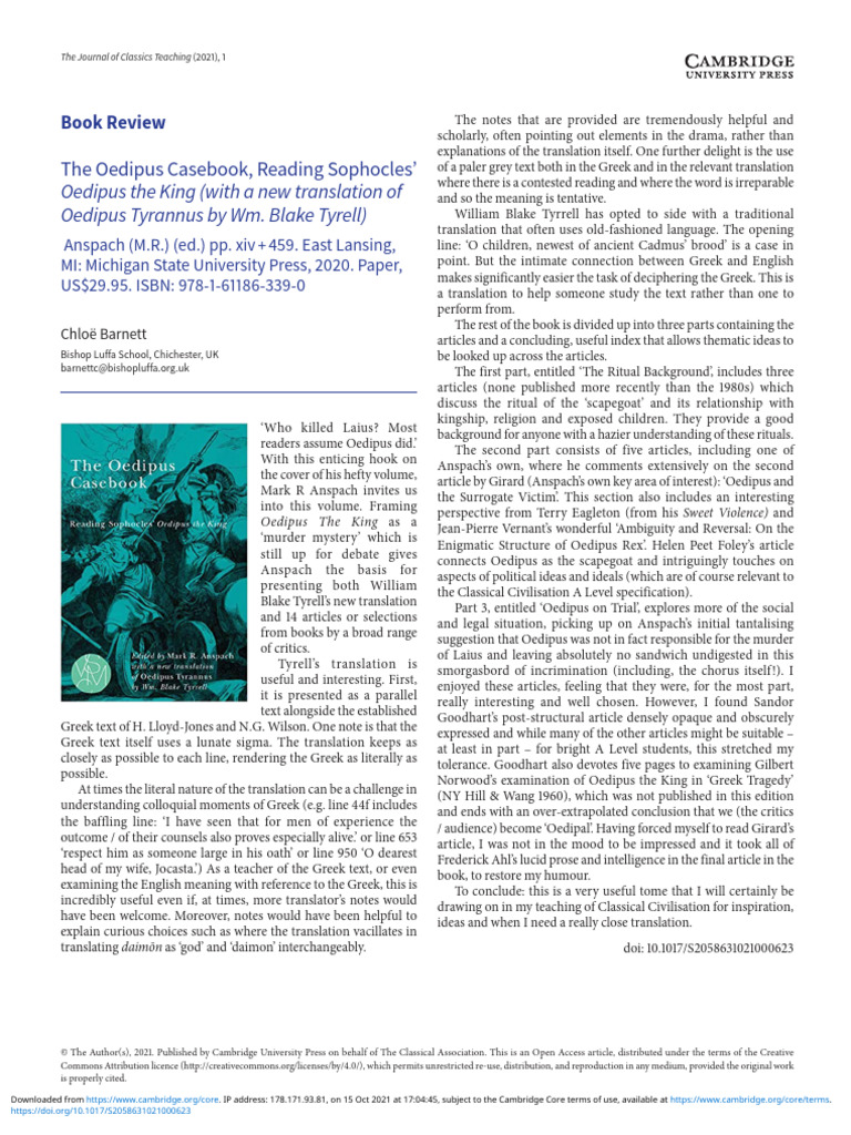 The Oedipus Casebook Reading Sophocles Oedipus TH | PDF | Theban Mythology