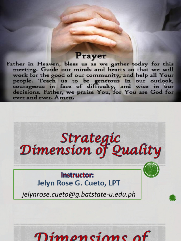 Lesson 1 - Strategic Dimension of Quality-Part 2 | PDF