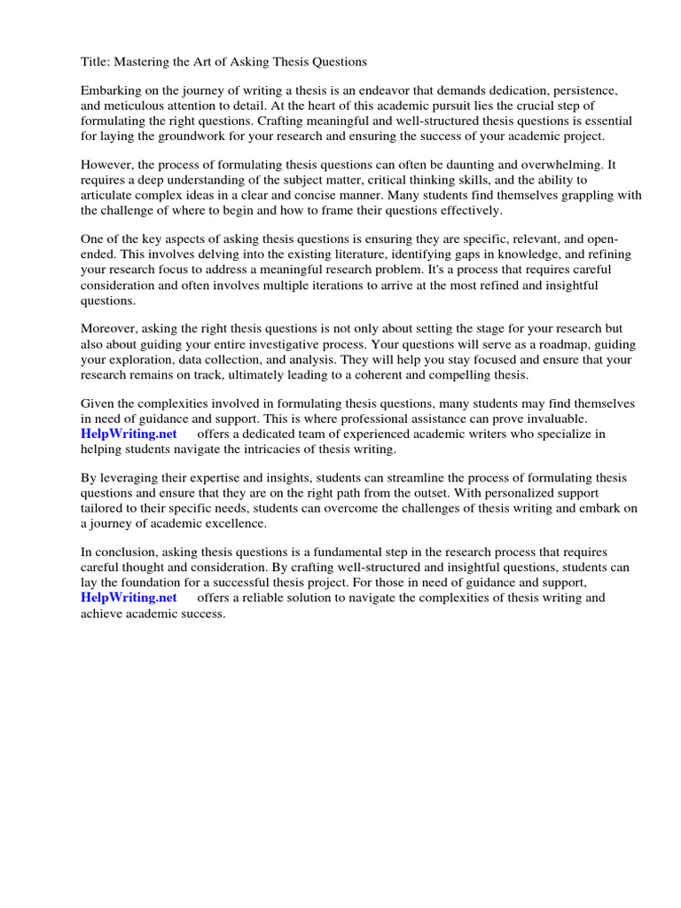 How To Ask Thesis Questions | PDF