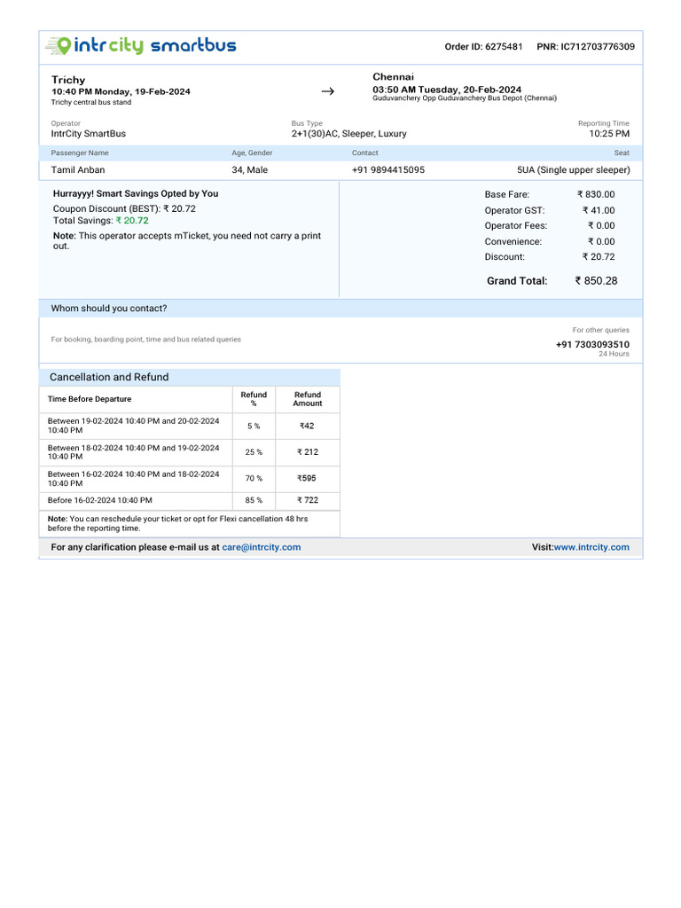 IC712703776309 Bus Ticket Receipt | PDF | Ticket (Admission) | Ephemera