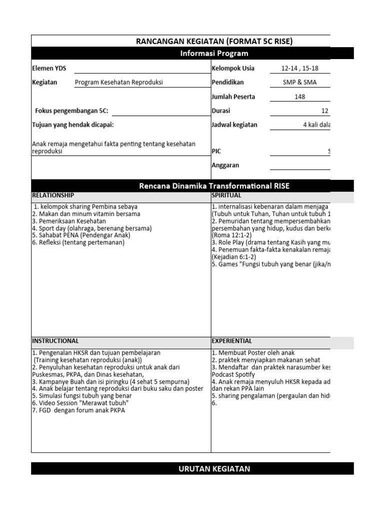 Rancangan Kegiatan YDS | PDF