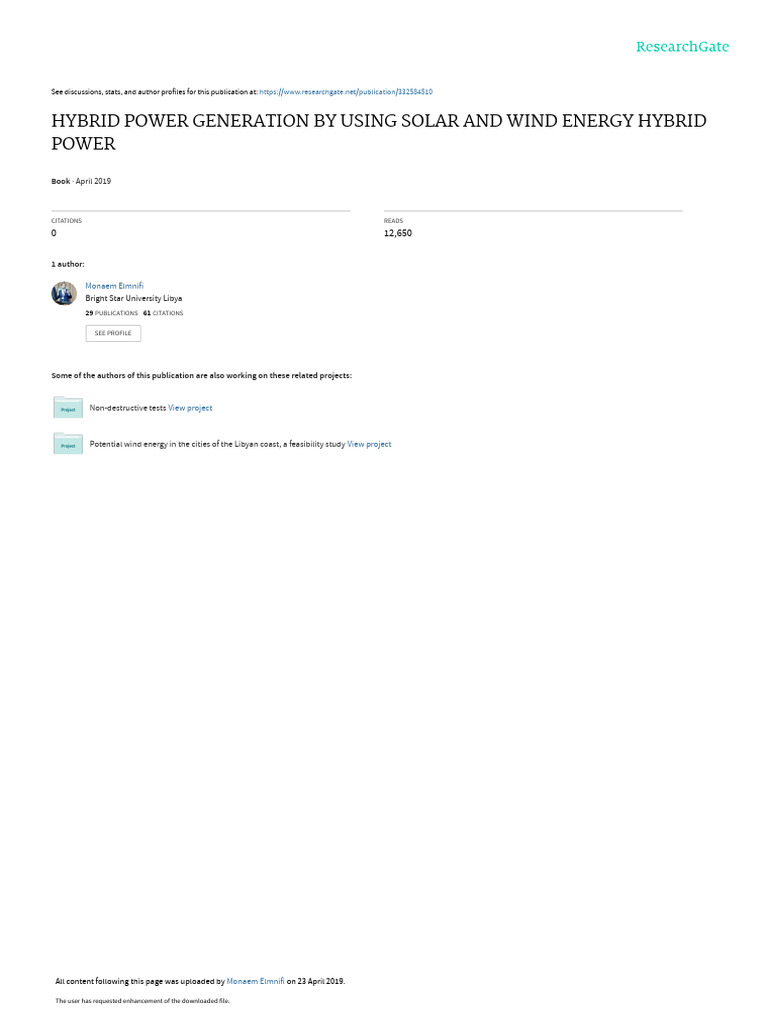 Hybrid Power Generation Solar And Wind Download Free Pdf Solar Power Wind Power