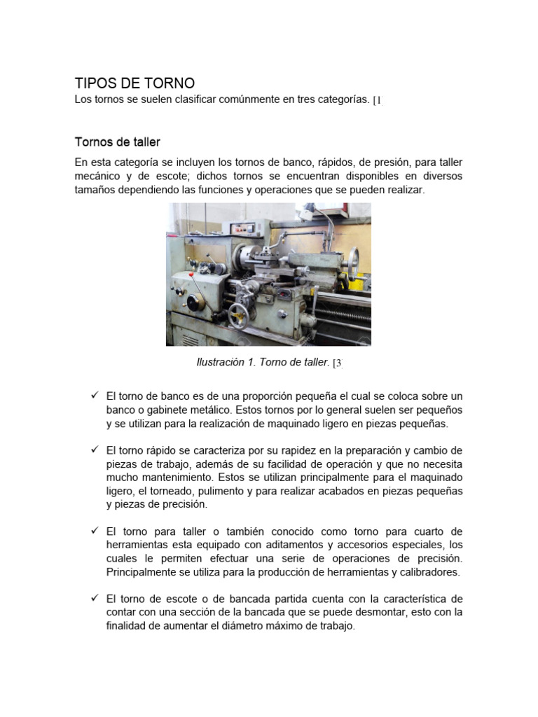 Tipos de Torno | PDF | Engranaje | Perforar