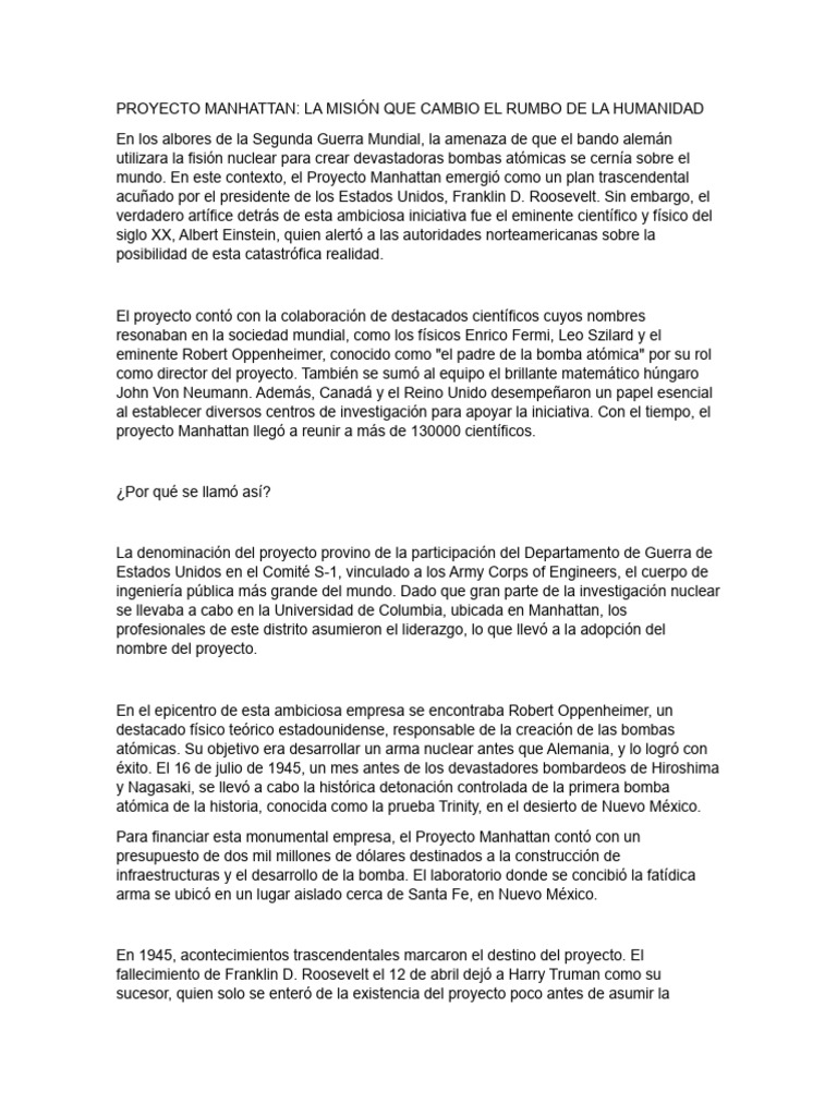 Proyecto Manhattan | PDF | Proyecto Manhattan | Bombardeos atómicos de ...