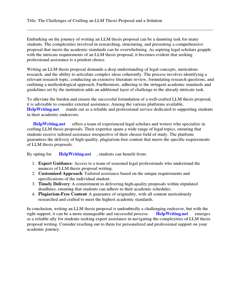 How To Write An LLM Thesis Proposal | Download Free PDF | Thesis ...