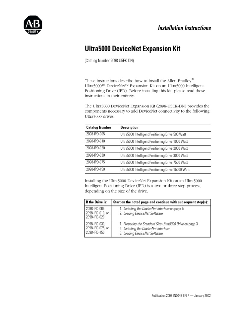 Ultra5000 DeviceNet Expansion Kit Installation | PDF | Electrostatic ...