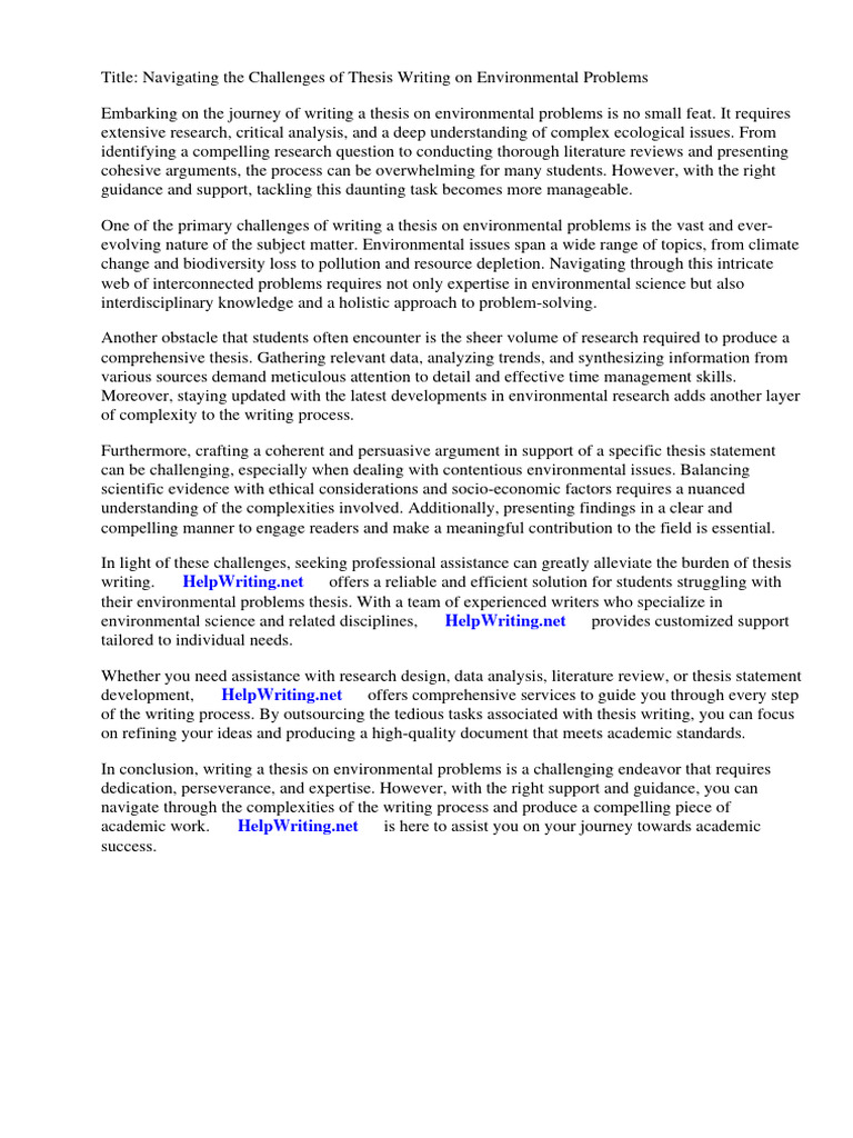 Thesis Environmental Problems | PDF | Natural Environment | Pollution