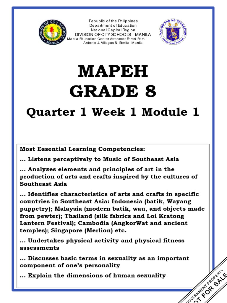 MAPEH 8 - Q1 - W1 - Mod1 | PDF | Gender | Gender Studies